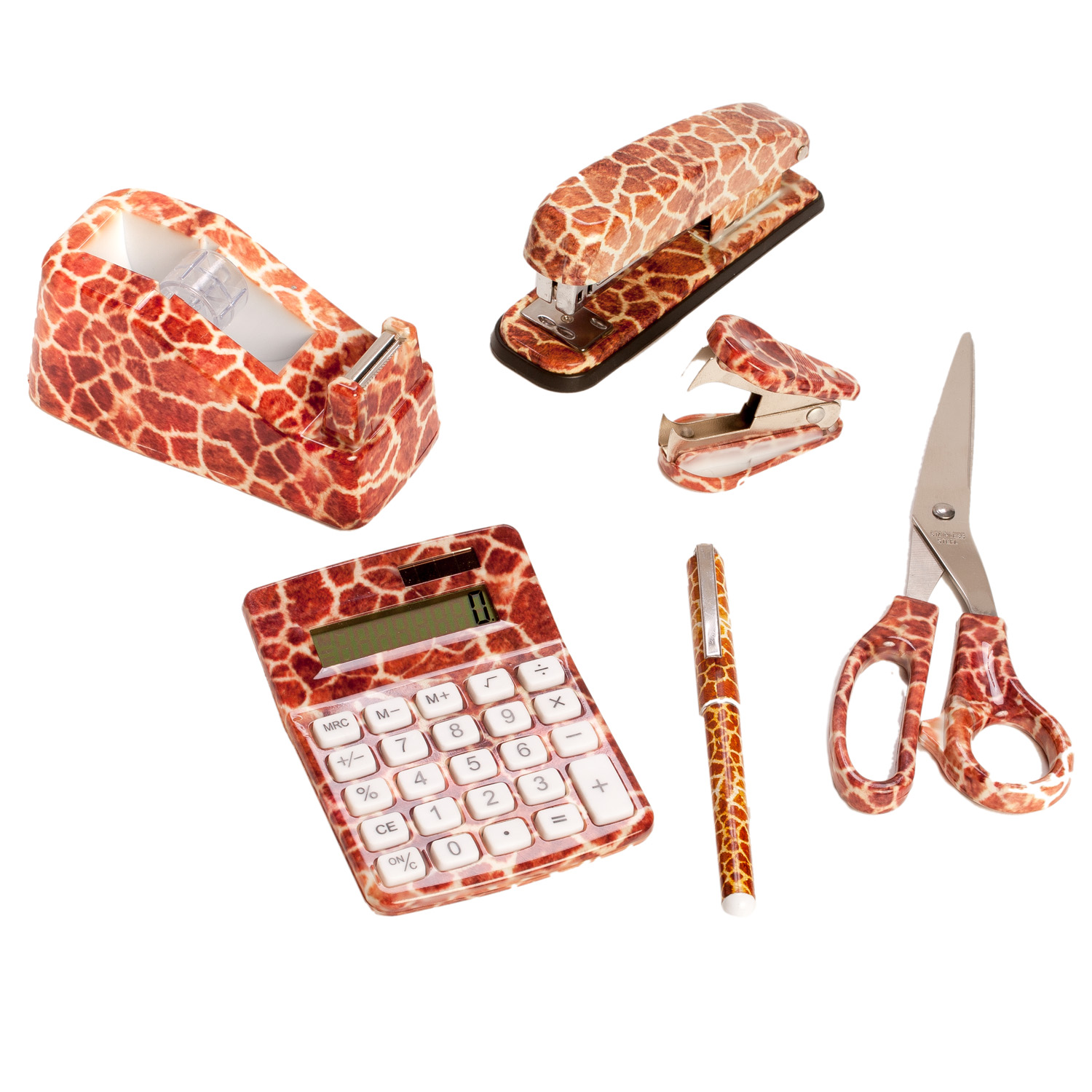 6 Set: Giraffe Animal Office Kit Stapler Remover Scissors Tape ...