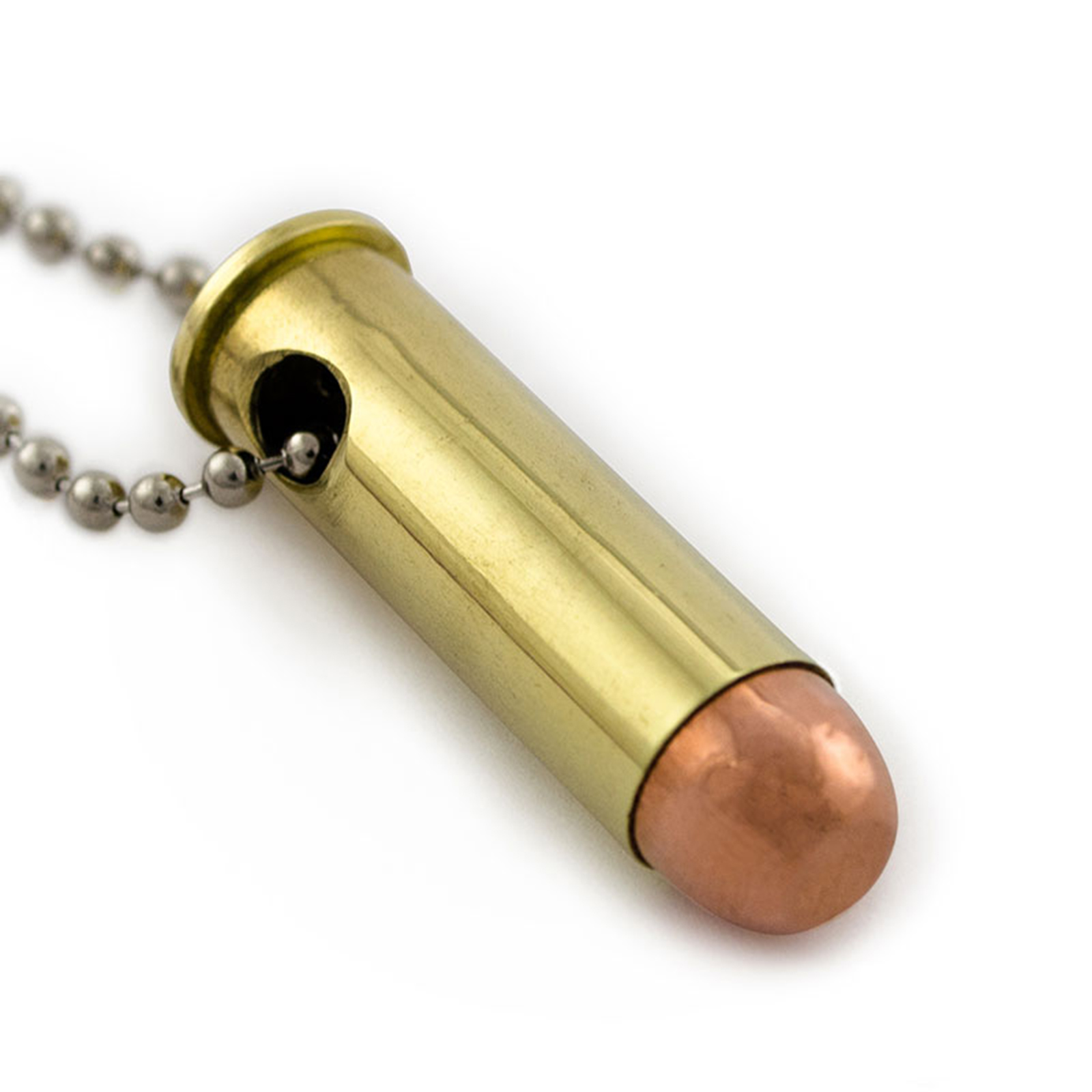 Lucky Shot Polished Bullet Military Pendant Ball Chain Necklace