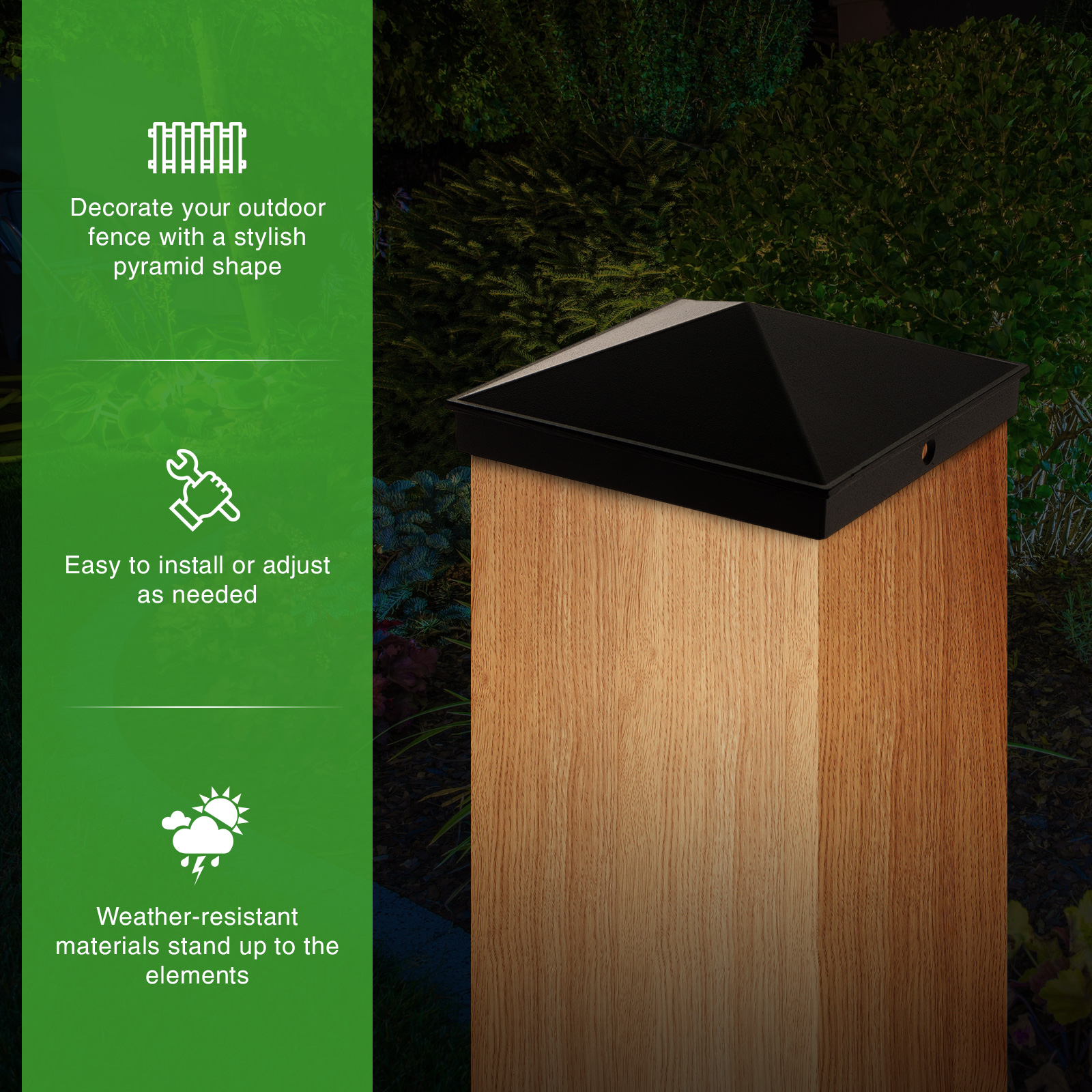 GreenLighting 6x6 Aluminum Pyramid Post Cap Cover For Nominal Wood greenlighting-6x6-aluminum-pyramid-post-cap-cover-for-nominal-wood
